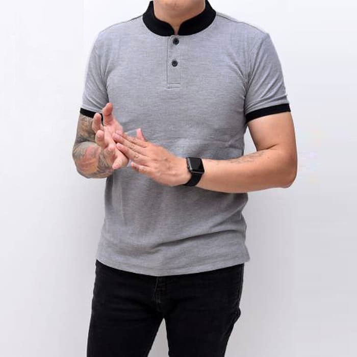 Jual Kaos Polo Shirt Kerah Shanghai Polos Abu Muda Polo Shirt Pria ...