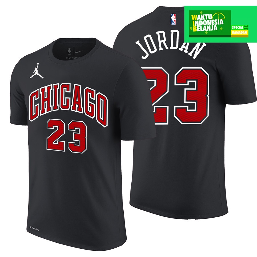 Jual KAOS BAJU TSHIRT NBA CHICAGO BULLS NO 23 MICHAEL JORDAN BLACK ...