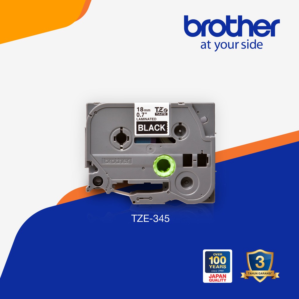 Jual Brother Label Tape TZE-345 Laminated Tapes White on Black 18mm ...