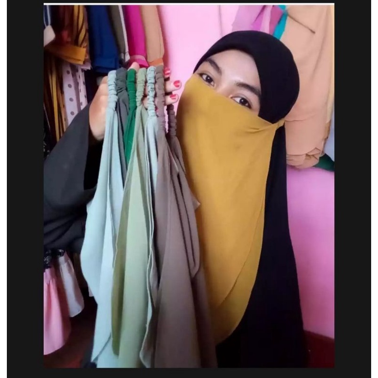 Jual Cadar Niqob Nikab Niqab Purdah Tali Karet Dua Layer Karet Tanpa Jahitan di Bawah Mata Bahan ...