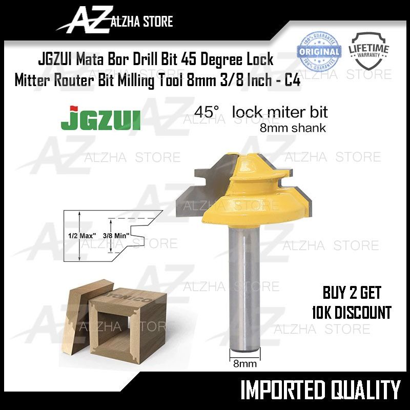 Jual [BEST QUALITY] MATA BOR DRILL BIT 45 DEGREE LOCK MITTER ROUTER BIT ...
