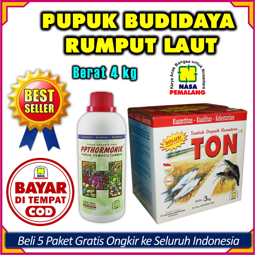 Jual PUPUK RUMPUT LAUT ORGANIK ORIGINAL NASA TON 5 KG HORMONIK 500 ML ...
