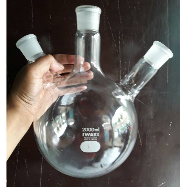 Jual Labu leher 3 / boiling flask 2000ml three neck IWAKI | Shopee ...