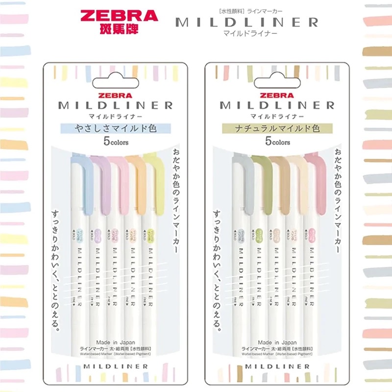 Jual Zebra Mildliner Calm Gentle Natural Mild Colors Double Sided ...