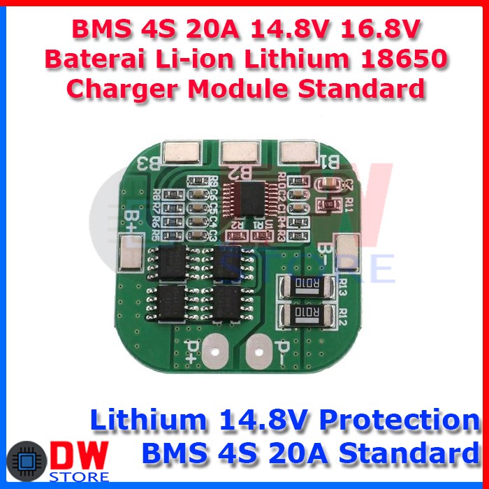 Jual BMS 4S 20A 16V 14.8V 16.8V Baterai Li-ion Lithium 18650 Charger ...