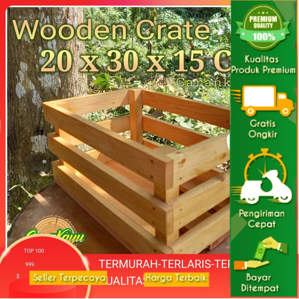 Jual Wooden crate 30x20x15 kotak kayu serba guna tempat penyimpanan ...