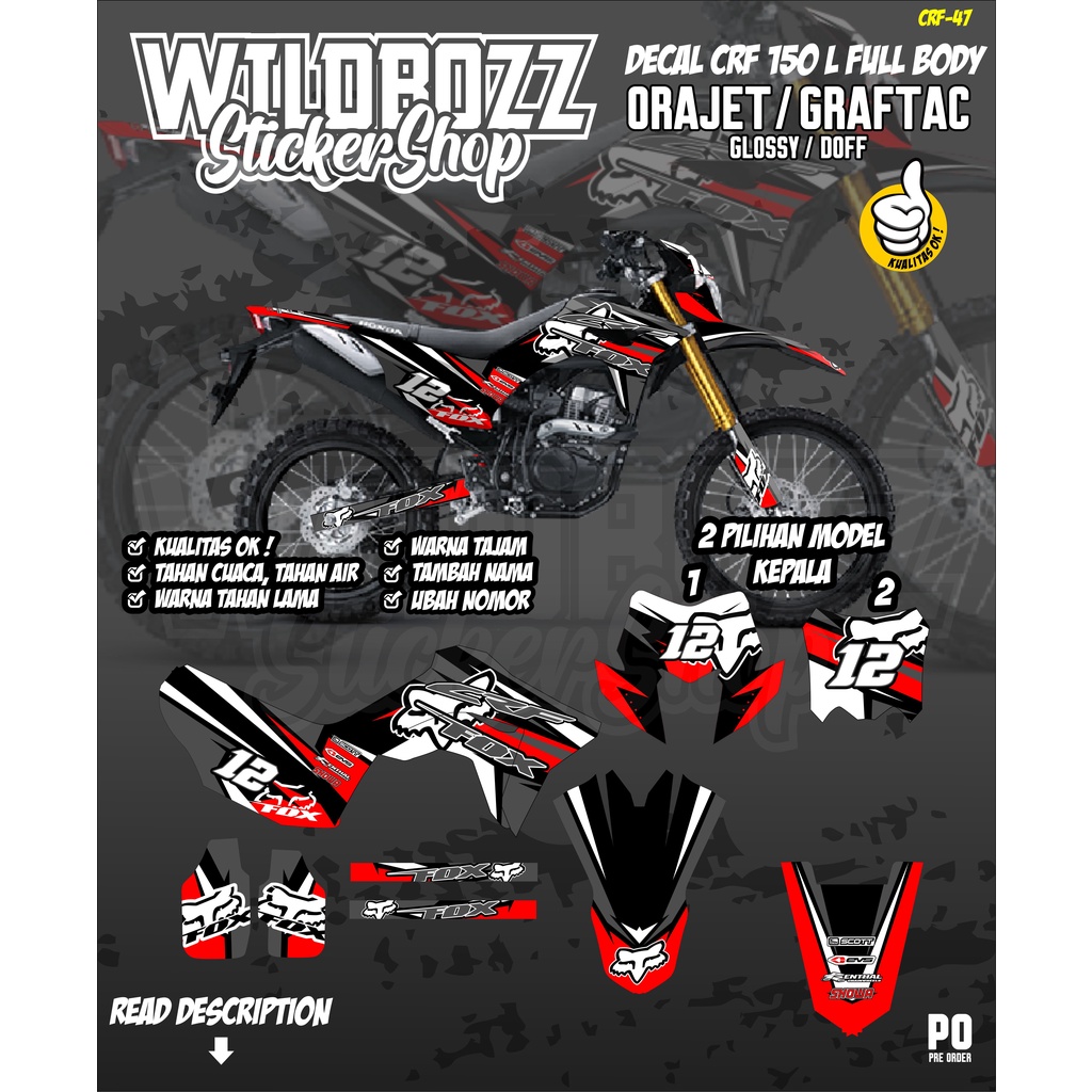 Jual decal CRF 150L full body keren(crf-47) bahan orajet/graptac ...