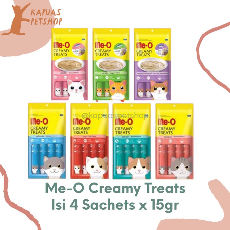 Jual Me-O MeO Creamy Treats isi 4 Sachets Snack Kucing | Shopee Indonesia