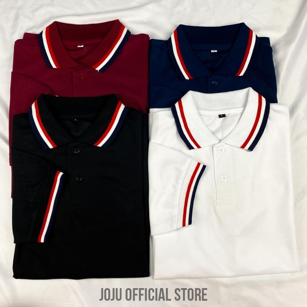 Jual Kaos Wangki Polo Atasan Tshirt Pria Kerah 3 List Polos | Shopee ...