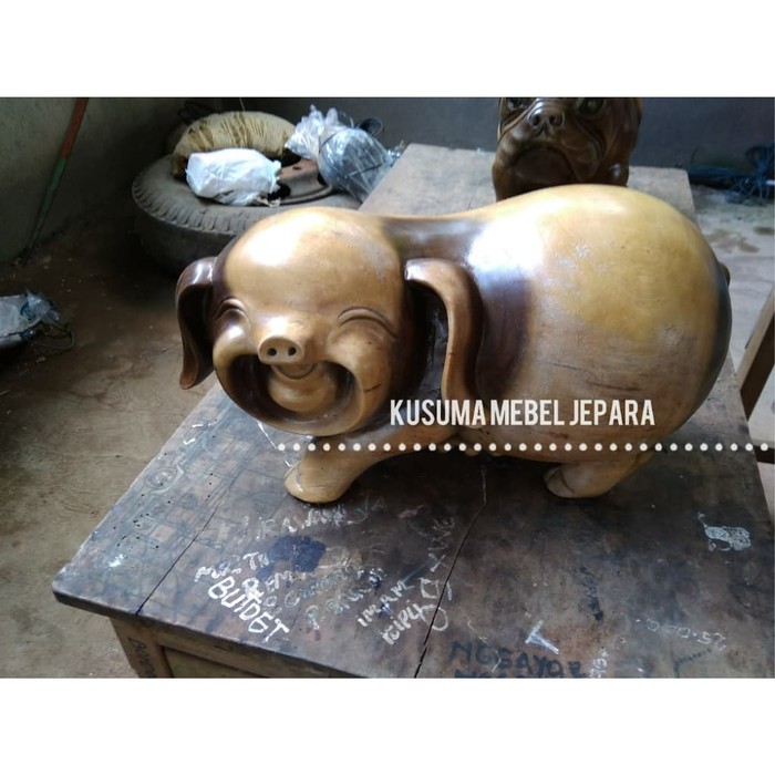 Jual Patung Babi Keberuntungan Dekorasi Kayu Trembesi Solid (Panjang ...
