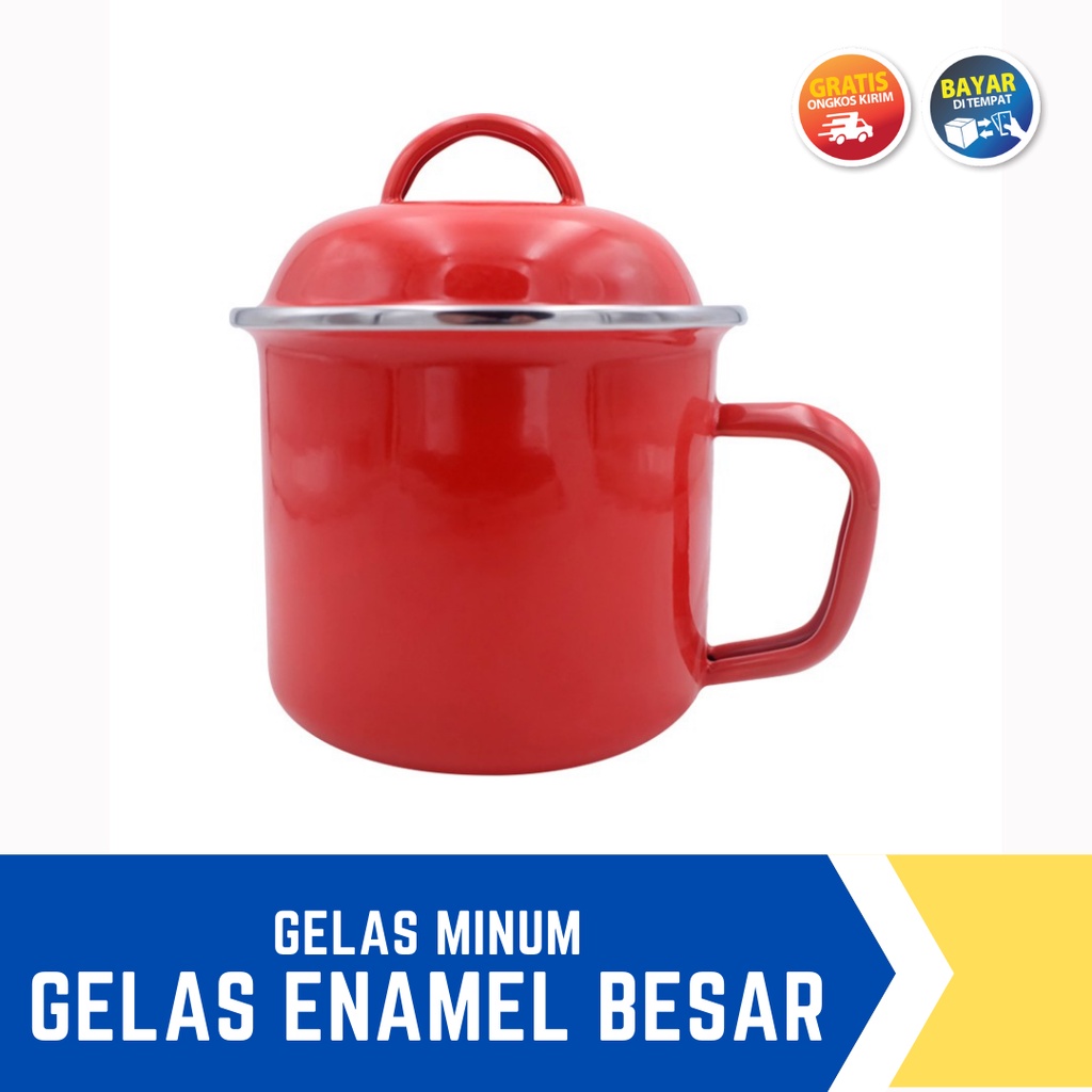 Jual Gelas Cangkir Enamel Jadul Jumbo 12 cm 730 ml Murah Tanpa Tutup ...