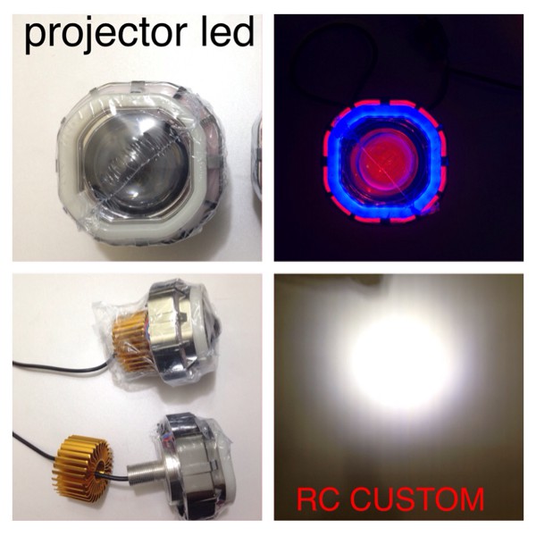 Jual lampu utama projector led cree angel eyes+devil eyes motor mobil ...
