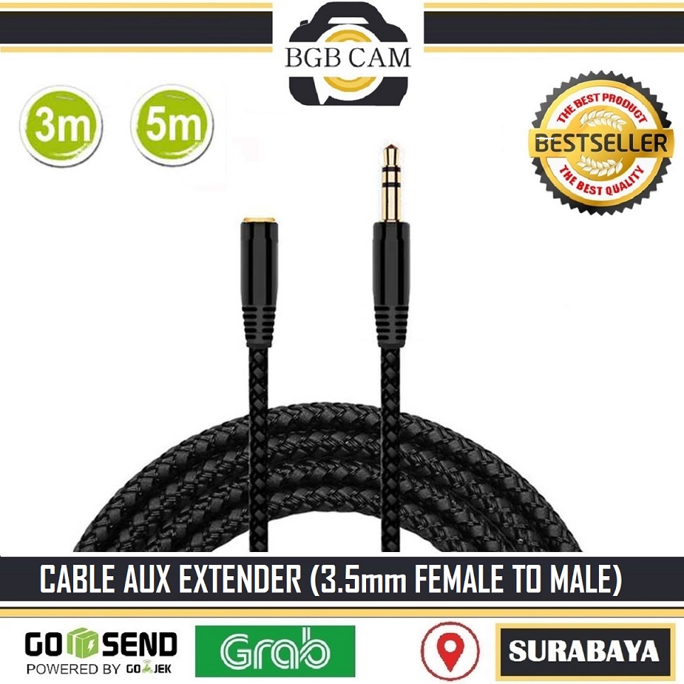Jual Kable Aux Extender 3.5mm Jack Male to Female 3m / 4.8m Extension ...