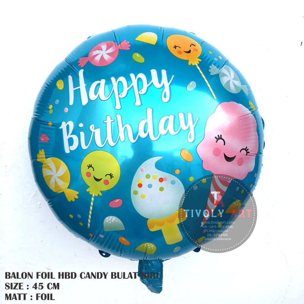 Jual Balon Foil Happy Birthday / Balon Foil HBD CANDY BULAT BIRU ...