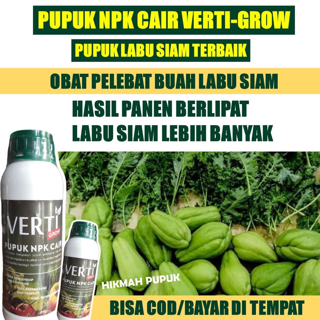 Jual 500 Ml Pupuk Npk Cair Verti-Grow Obat Organik Pelebat Labu Siam ...