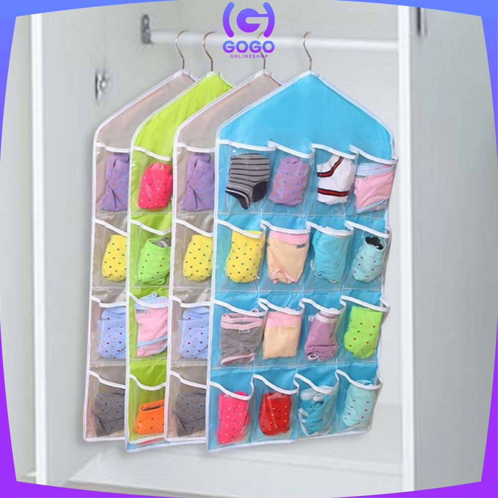 Jual GOGO-C134 Pouch Gantung 16 Saku Dinding Storage Bag Organizer Wall ...