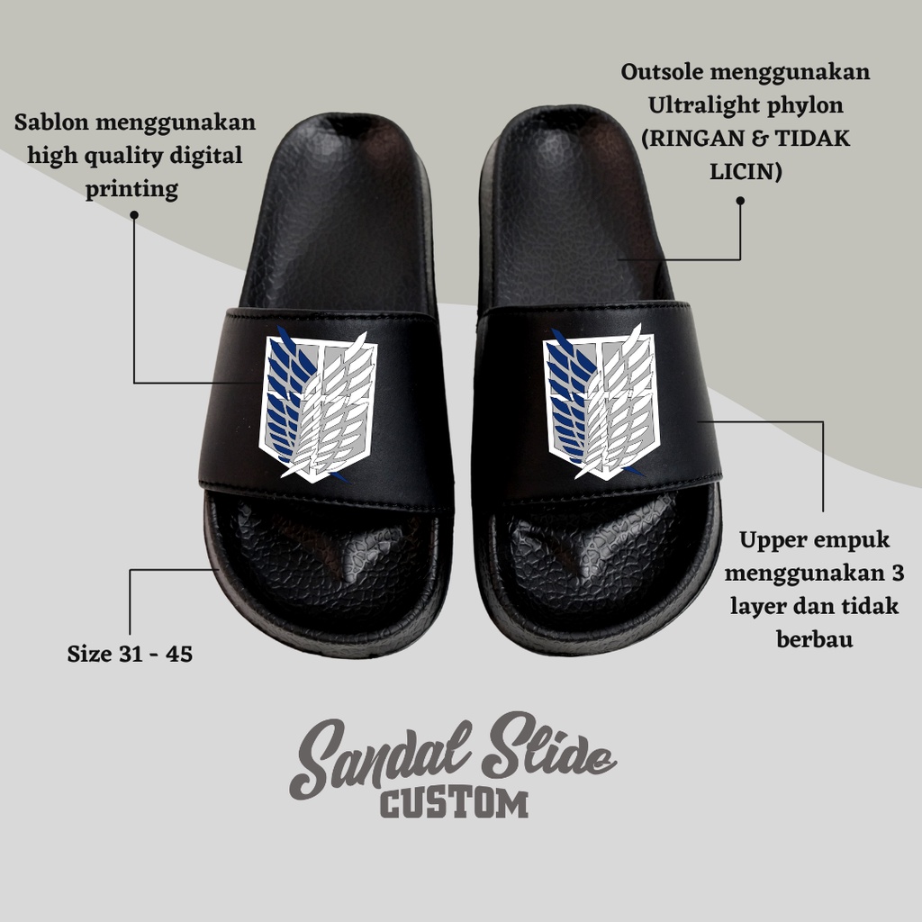Jual Sandal slop pria custom ANIME ATTACK ON TITAN | Shopee Indonesia