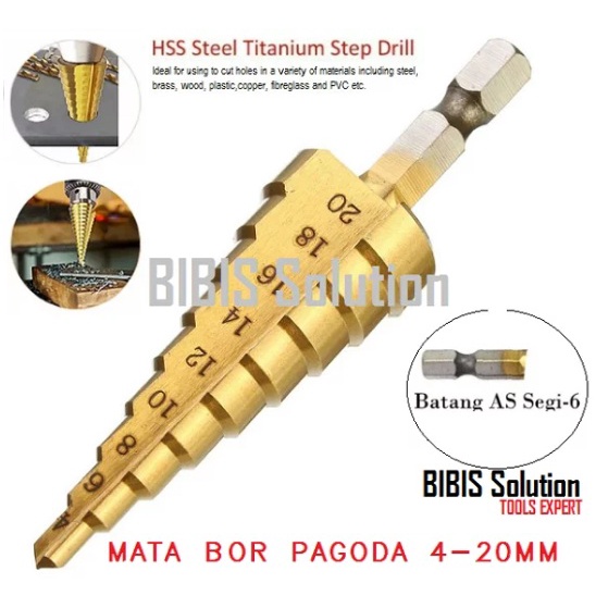 Jual Mata Bor Besi Pagoda Tangga Payung Piramid HSS Multi Step Drill ...