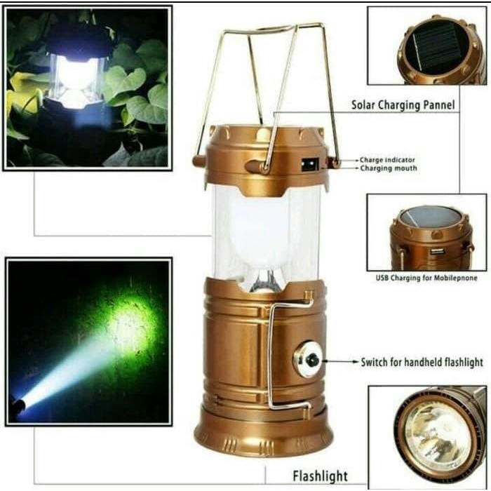Jual Lampu Camping lentera + Senter LED Solar Cell Portable senter Lampu Tenda Lampu Kemah ...
