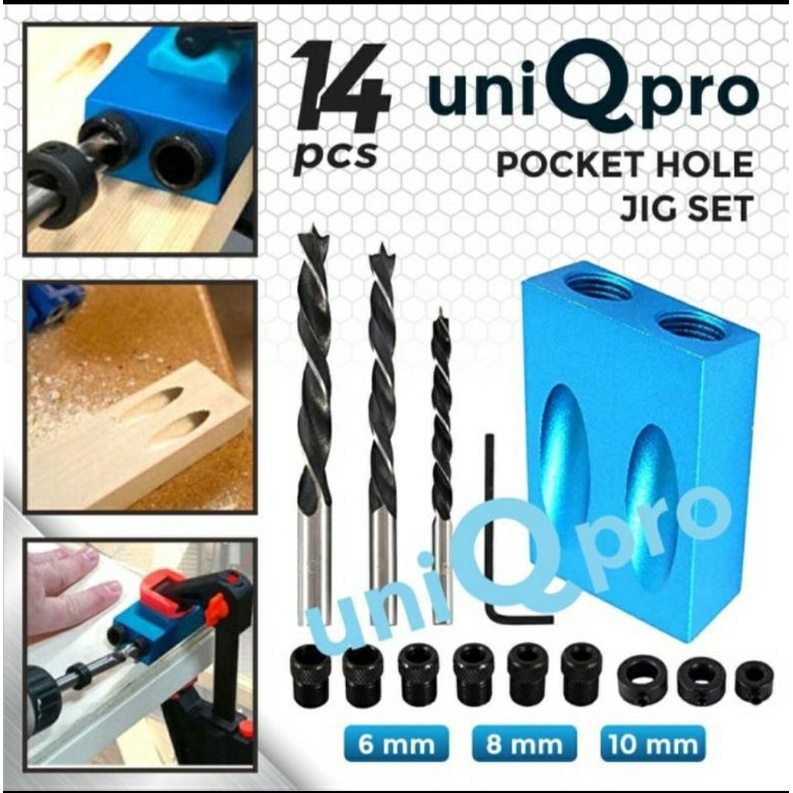 Jual Set Pocket Hole Jig 6mm 8mm 10mm/Woodworking Jigs Tool bor miring ...
