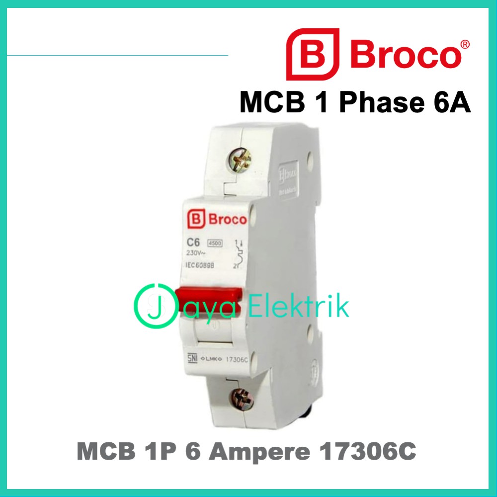Jual MCB BROCO 6A 1P Pemutus Arus 1 Phase 6 Ampere 1300 Watt SNI Original (Harga Grosir ...