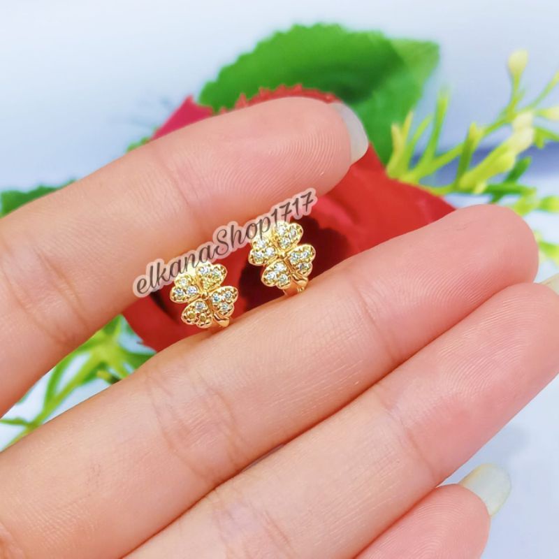 Jual Anting Jepit anak variasi motif permata simple dan elegan Gold ...