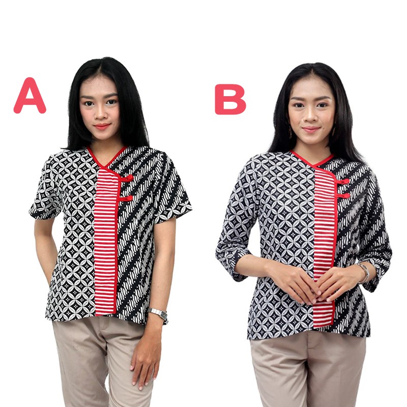 Jual Atasan Batik Wanita Model 3 In 1 Shanghai Style Blouse Batik