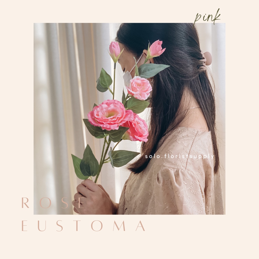 Jual 5 KUNTUM ROSE EUSTOMA SPRAY FLOWER WITH LEAF DAUN Bunga Mawar Rose ...