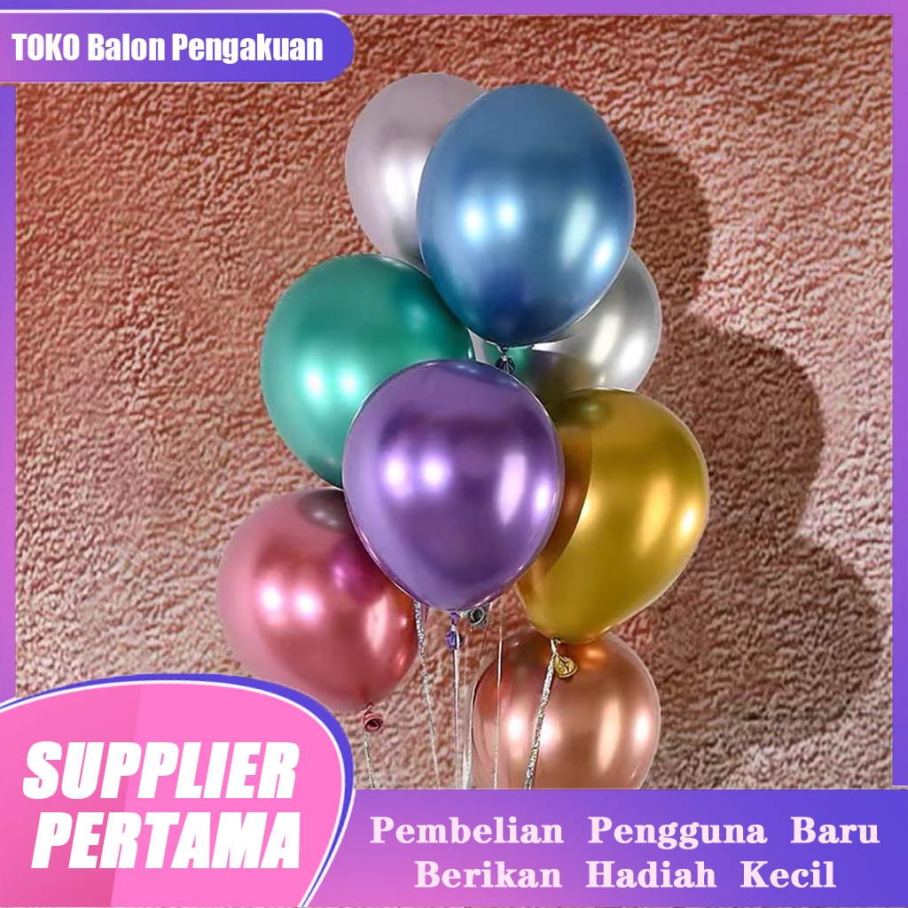 Jual Balon latex metalik chrome / balloon chrome 12inch per pack isi ...