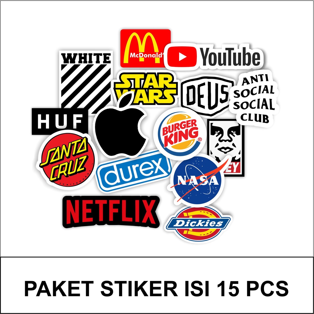 Jual Stiker Sticker Logo santa Apple mcd netflix nasa series Blue Black ...