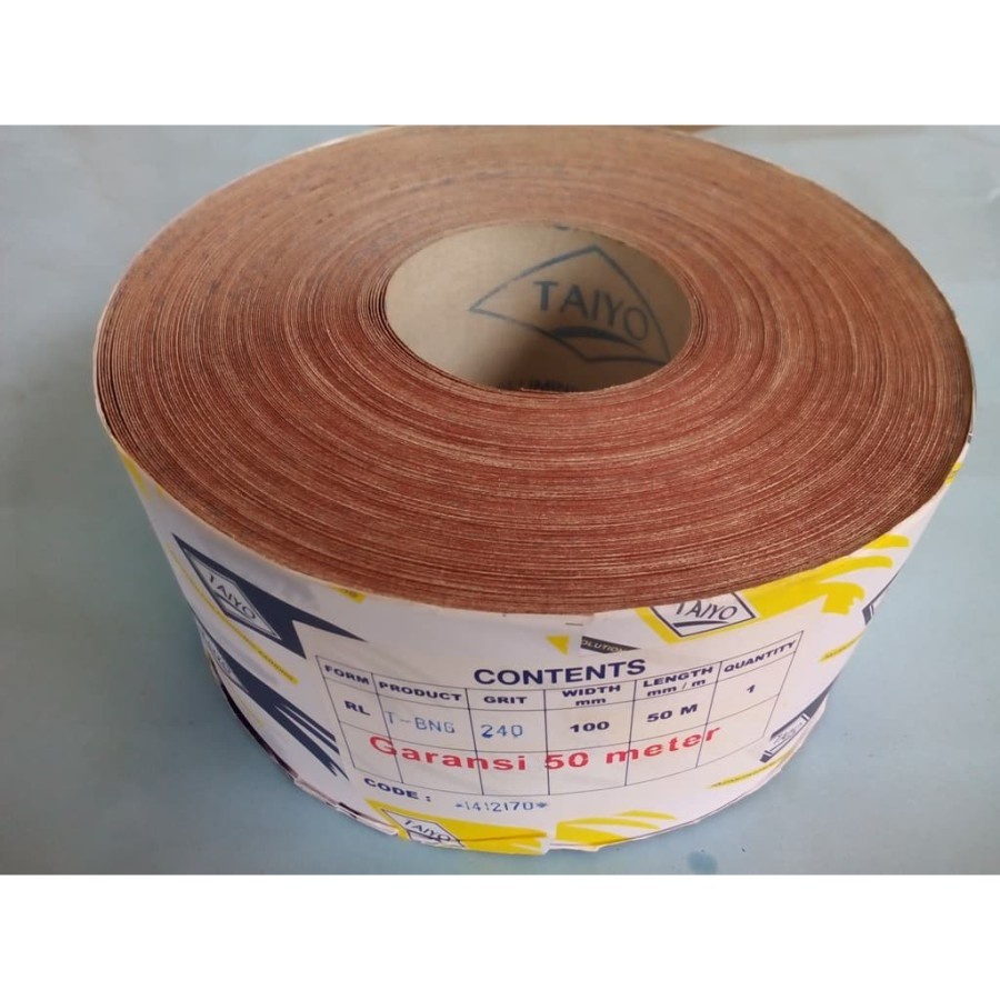 Jual TAIYO AMPLAS ROL GRIT 120 LEBAR 4" AMPLAS METERAN KAYU TEMBOK BESI ...