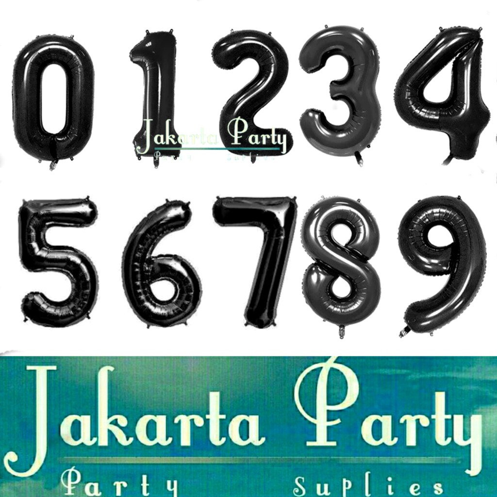 Jual Balon Angka Hitam 40 cm / Balon foil angka / Balon angka | Shopee ...