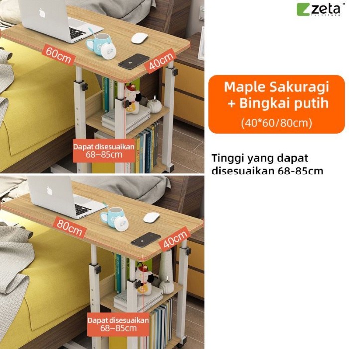 Jual Meja laptop roda standing desk adjustable meja dorong lipat ...