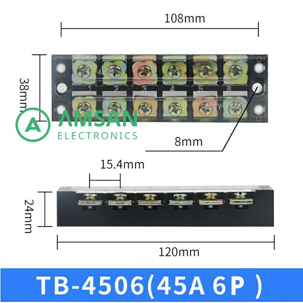 Jual Terminal Block 45A 3P 4P 5P 6P Blok TB-4503 4505 4505 4506 600V | Shopee Indonesia