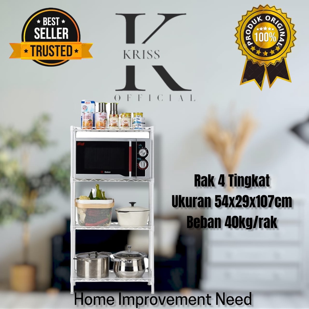 Jual Krisbow Rak Besi 4 Tingkat - Putih | Shopee Indonesia