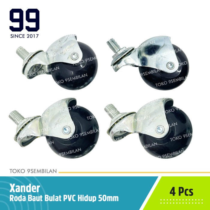 Jual Xander Roda Baut Bulat PVC Hidup 2" 50mm M10 4Pcs Sofa Etalase ...