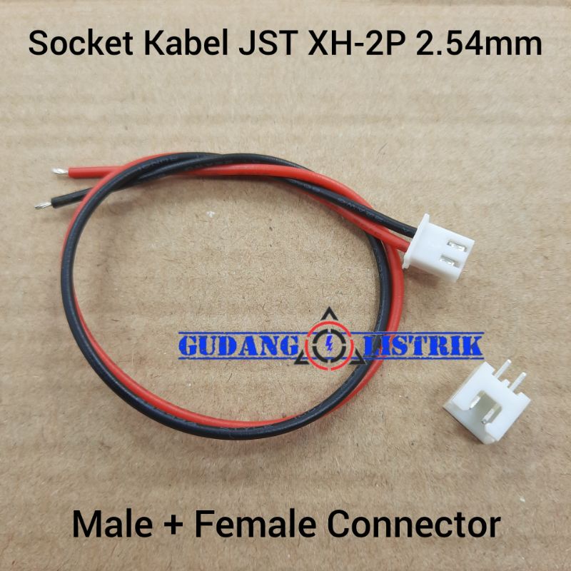 Jual Socket Kabel JST XH-2P 2.54mm Pitch Cable Connector Male Female AWG22 | Shopee Indonesia