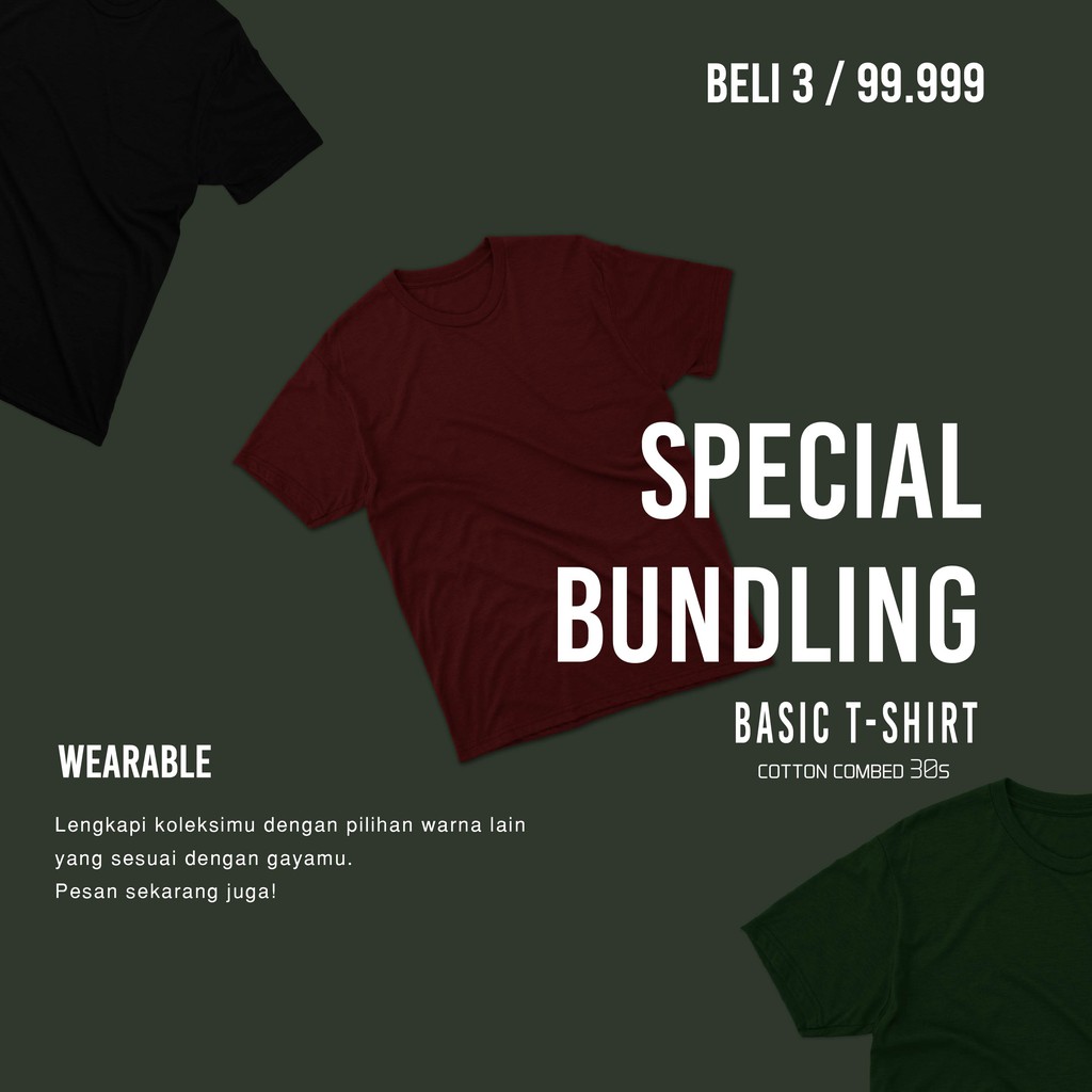Jual SPECIAL BUNDLING KAOS POLOS PREMIUM / UNISEX MURAH (SIZE M - XL ...
