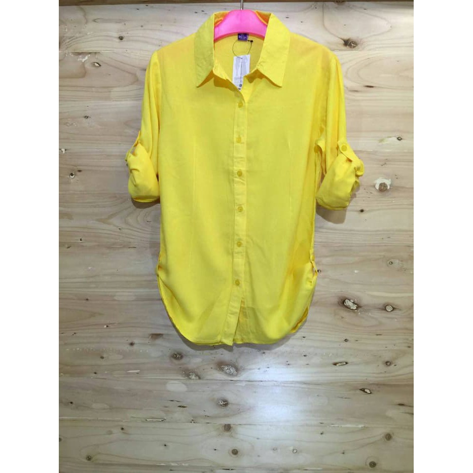 Jual Kemeja Wanita Warna Kuning Terang | Shopee Indonesia