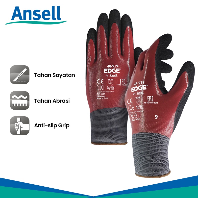 Jual ANSELL Edge 48-919 Sarung Tangan Safety Fleksibel Anti Sayat ...