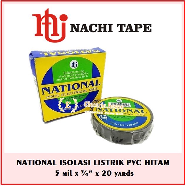 Jual NATIONAL ISOLASI LISTRIK PVC HITAM ELECTRICAL TAPE 3/4" × 20 yard ...