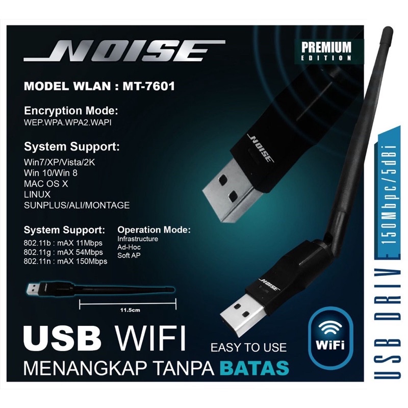 Jual USB WiFi Dongle NOISE MT7601 150Mbps Wireless Adapter Set Top Box Laptop PC | Shopee Indonesia
