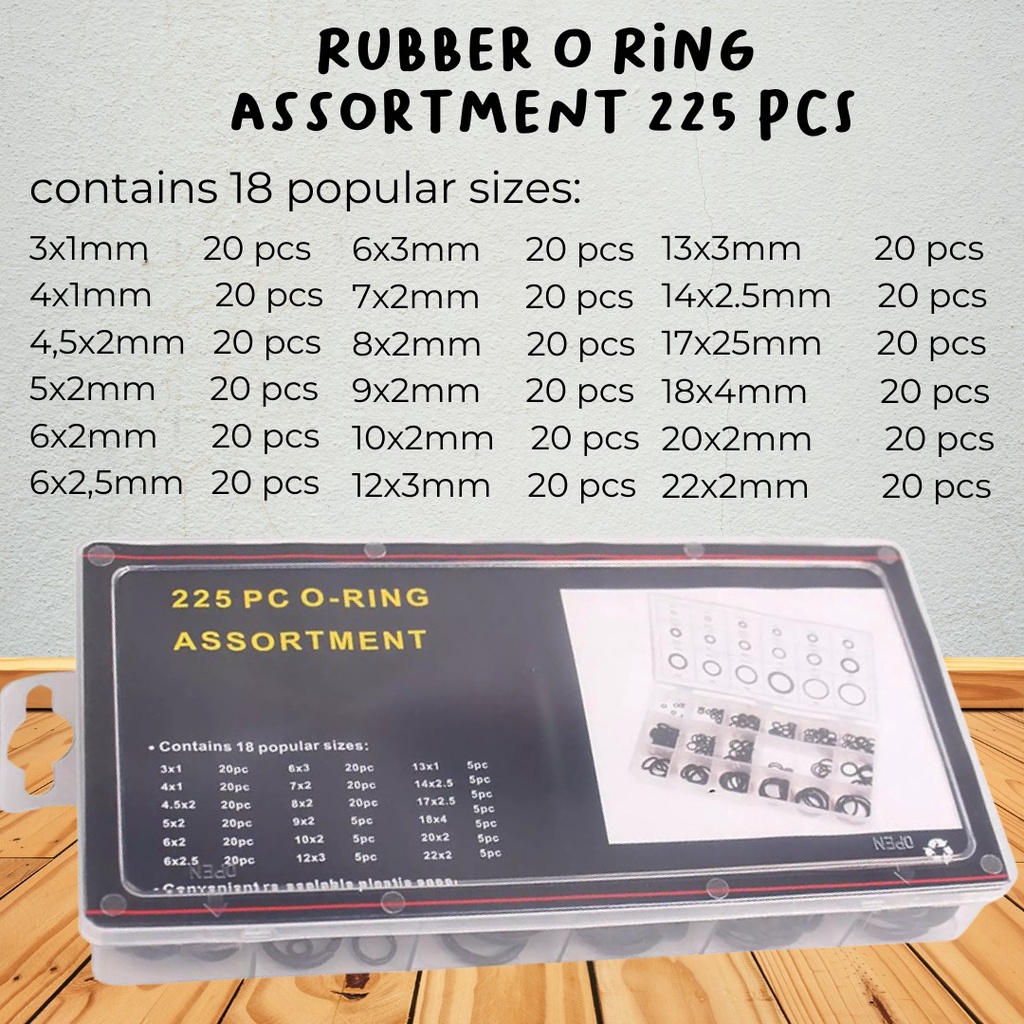 Jual [TECHNICAL STUFF] - Karet Rubber O Ring Seal Tightening 225 PCS - Black | Shopee Indonesia