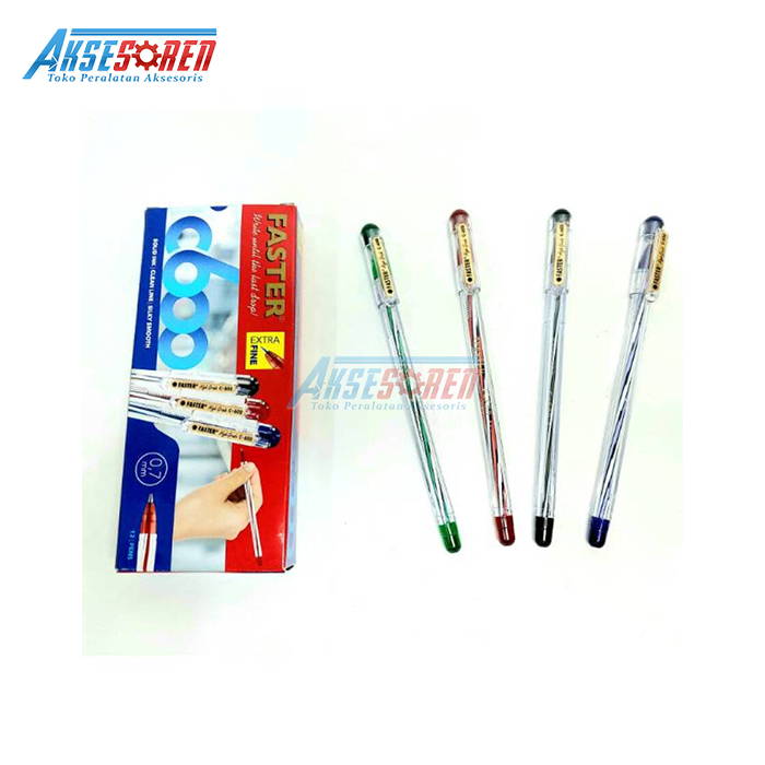 Jual Pulpen Faster [C600/12 pcs] / Ballpoint Pena Pen Tinta Warna Hitam ...