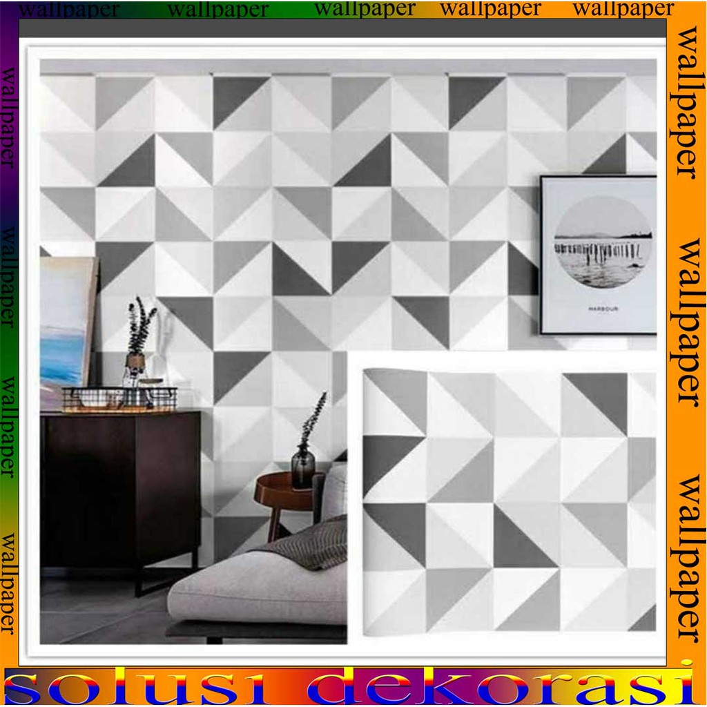 Jual Wallpaper Stiker Dinding 45 cm x 10meter - Anti Air Motif New Segitiga Abu | Shopee Indonesia