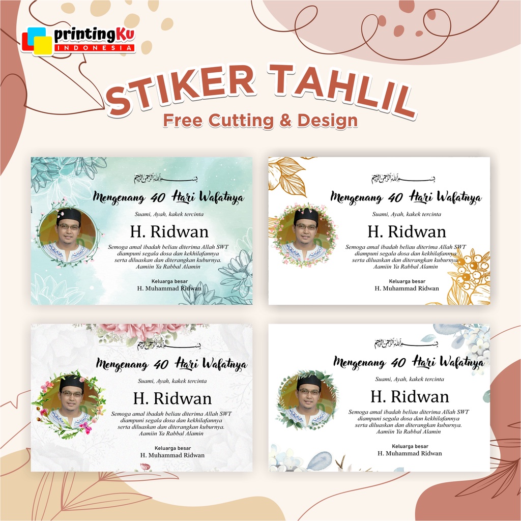 Jual STIKER UCAPAN TAHLIL 40 HARI / 100 HARI KEMATIAN BAHAN CHROMO ...