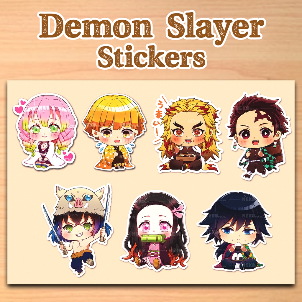 Jual 7 pcs Demon Slayer Sticker Stiker Waterproof Anti Air Kimetsu no ...