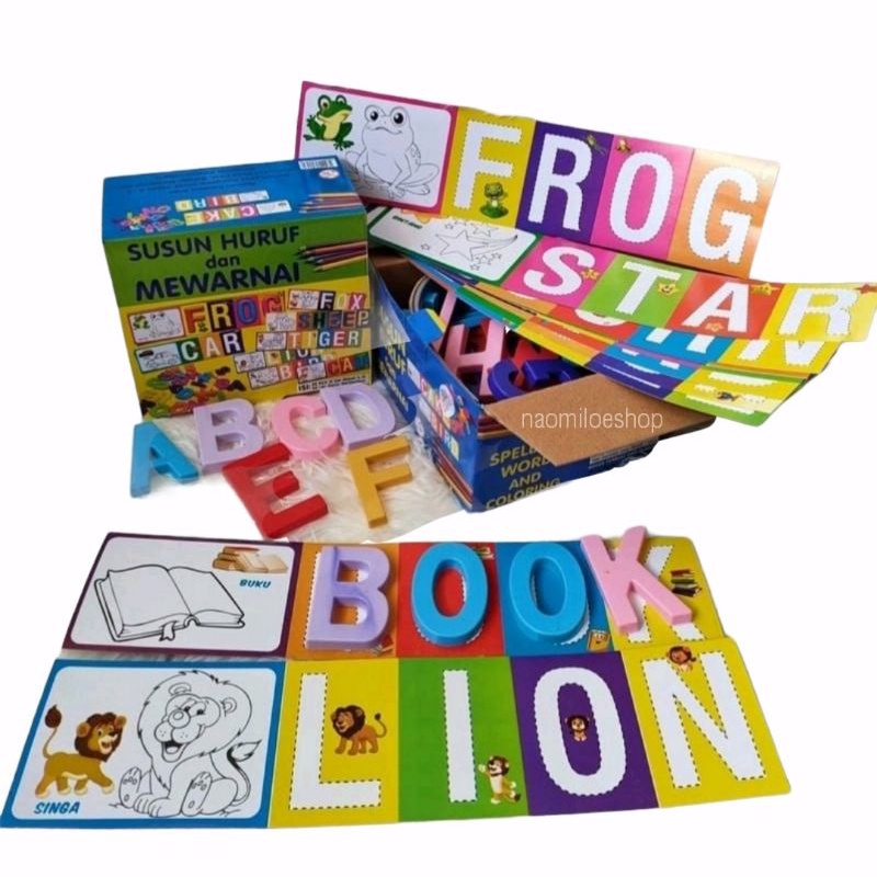 Jual Mainan Edukasi Susun Kata Buku Mewarnai Belajar Bahasa Inggris ...