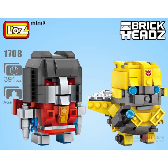 Jual JW698 EXCLUSIVE LOZ Mini Brick Headz 2 in 1 Bumblebee & Starscream ...