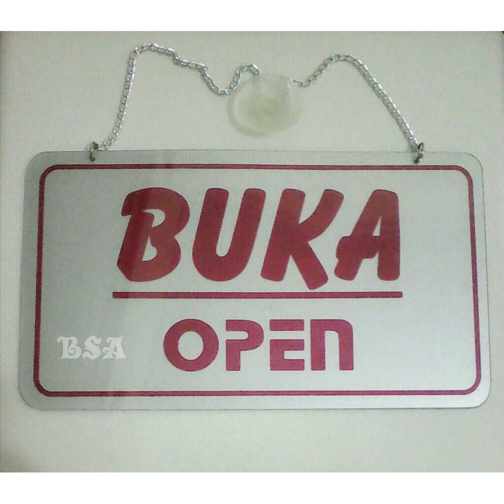 Jual Sticker stiker mika BUKA TUTUP OPEN CLOSED uk 23 cm x 12,5 cm ...